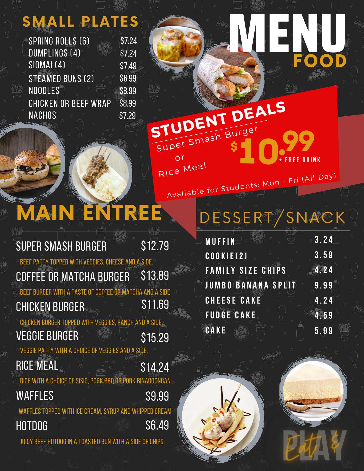 Super Smash Cafe - Food Menu